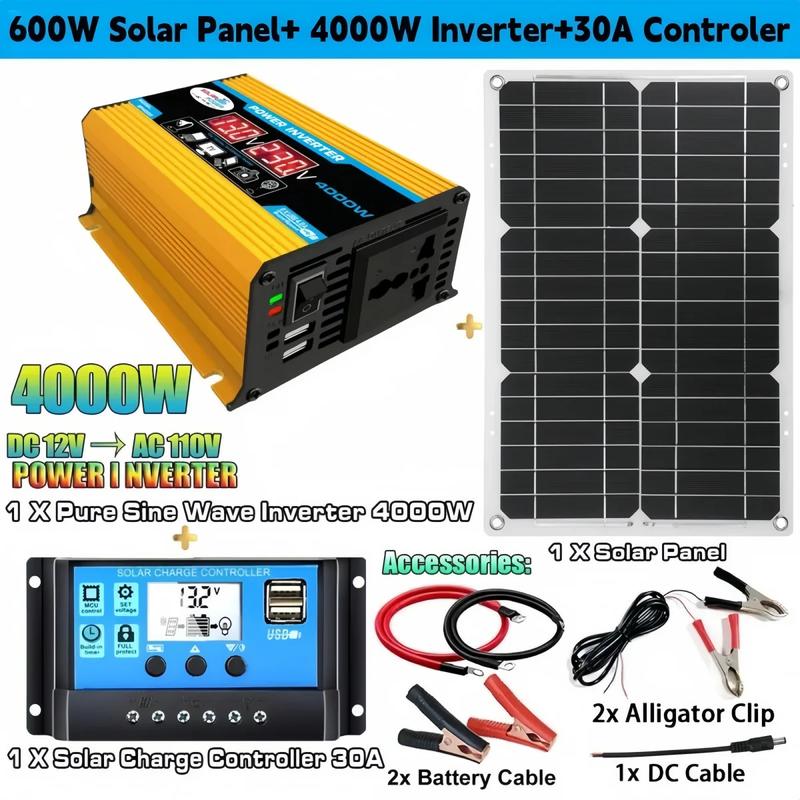 Solar Power Backup System: 4000W 12V Solar Kit w/ 110V/220V Inverter ...