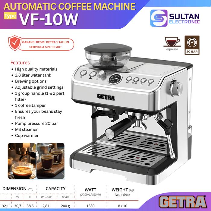 Jual GETRA AUTOMATIC COFFE MACHINE with MILK STEAMER MD-2400 / MD 2400 ...