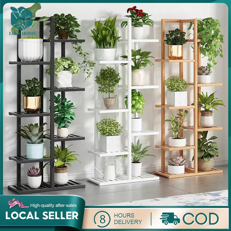 Putih Rak Bunga Buluh Flower Rack Plant Garden Rack Potted Plant ...