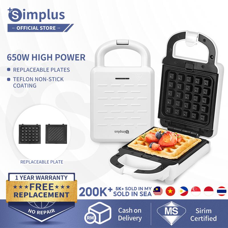 Simplus Sandwich Maker Waffle Maker Removable Plate Breakfast Bread ...