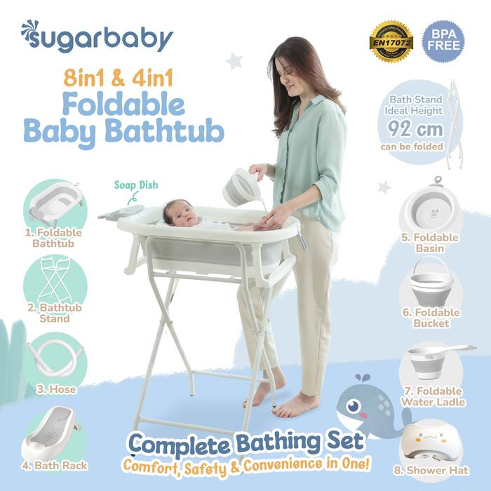 Promo Sugar baby F78 Set 8in1 & 4in1 Foldable & standing Baby Bathtub ...
