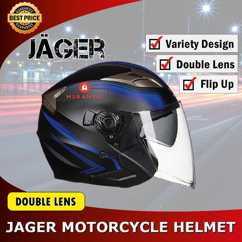 Helmet motor JAGER™ Topi keledar motorcycle helmet double visor ...