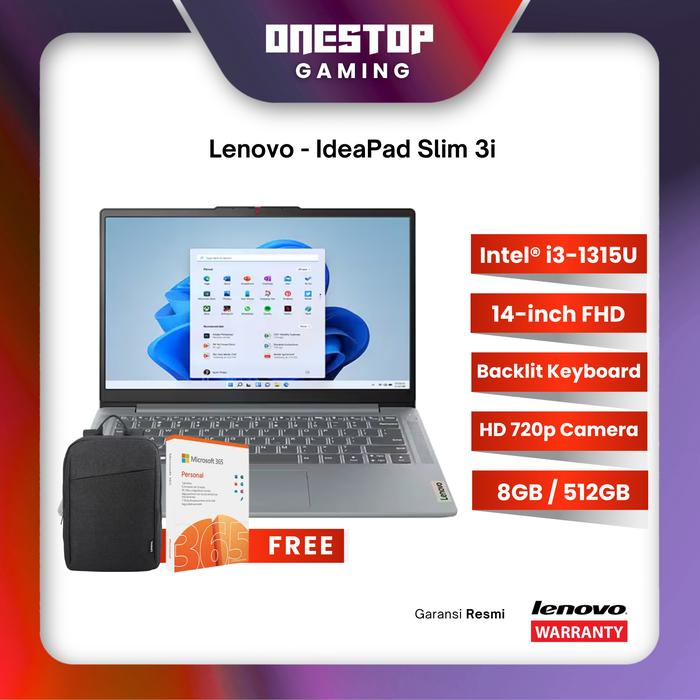 Promo Laptop Lenovo Ideapad Slim 3i intel Core i3 1315U RAM 8GB 512GB ...