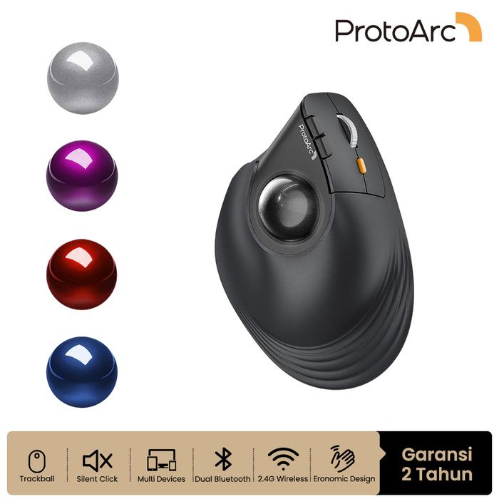 Promo ProtoArc EM05 NL Trackball Mouse Wireless Ergonomis Dual ...