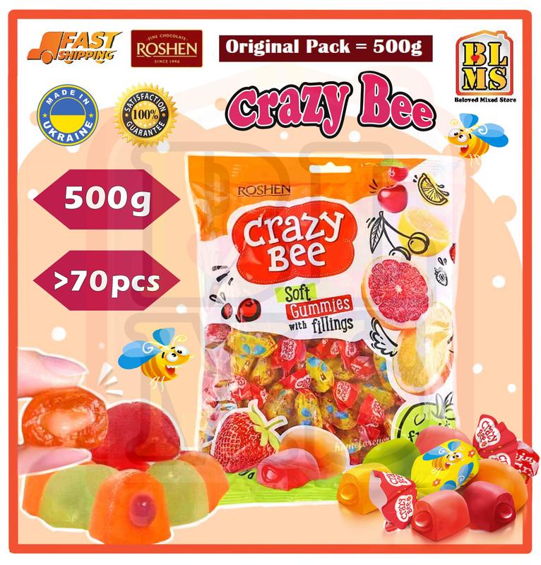 ROSHEN Crazy Bee Fruit Juice Soft Gummies with fillings / Jelly ...