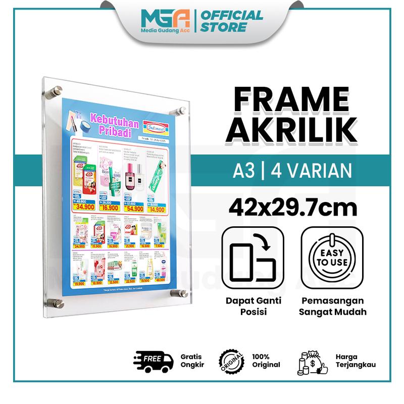 FRAME AKRILIK DINDING A3 / FRAME POSTER / BANNER / FOTO / DISPLAY ...