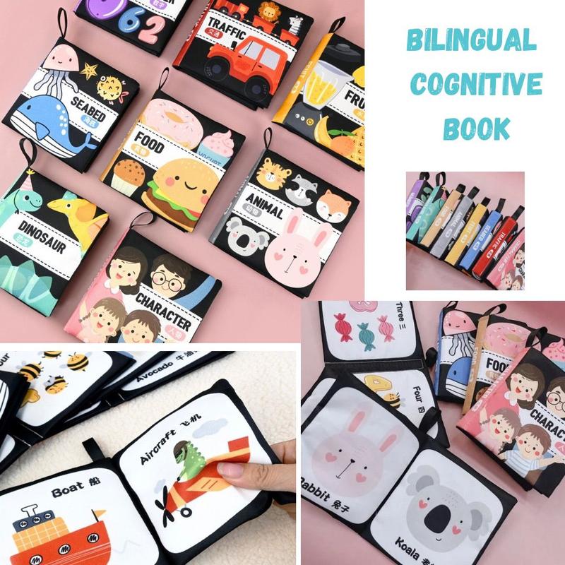 Baby Bilingual cognitive cloth busy book soft educational interactive ...
