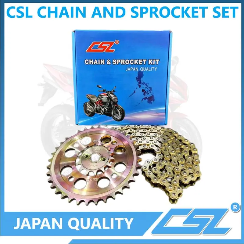 CSL JAPAN QUALITY GOLD CHAIN AND SPROCKET SET FOR ANY MOTORCYCLES PARTS ...