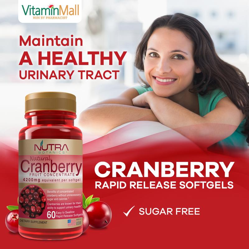 Nutra Botanics Cranberry Fruit Concentrate - 60 Softgels - Cranberry ...