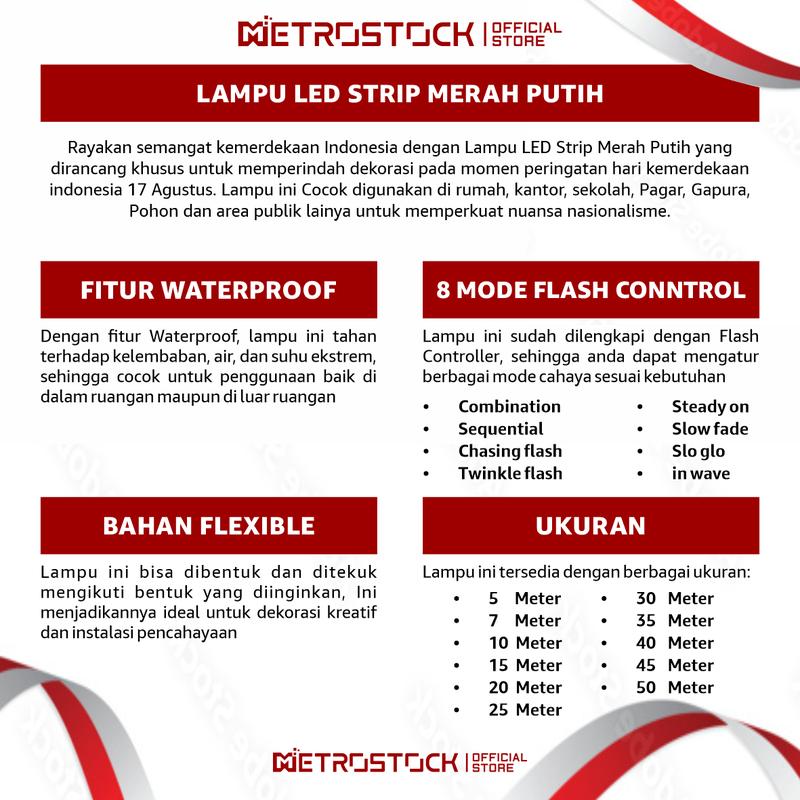Lampu merah putih agustusan 17 agustus dekorasi led strip selang ...