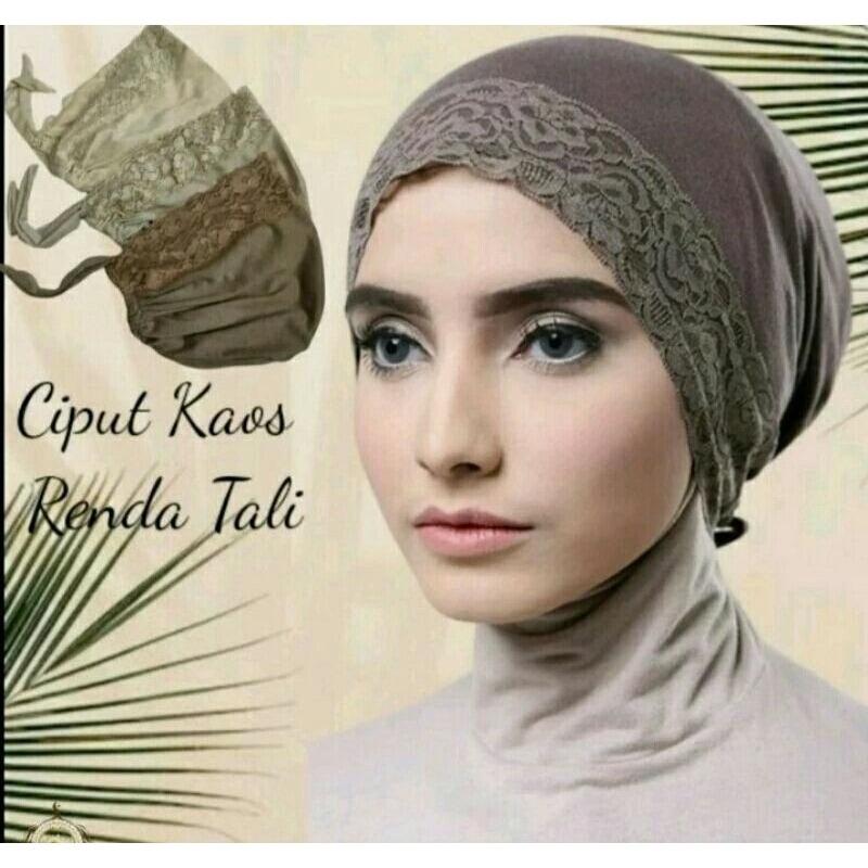 (PUTRI)inner kerudung renda tali //dalaman kerudung//ciput basic turki ...