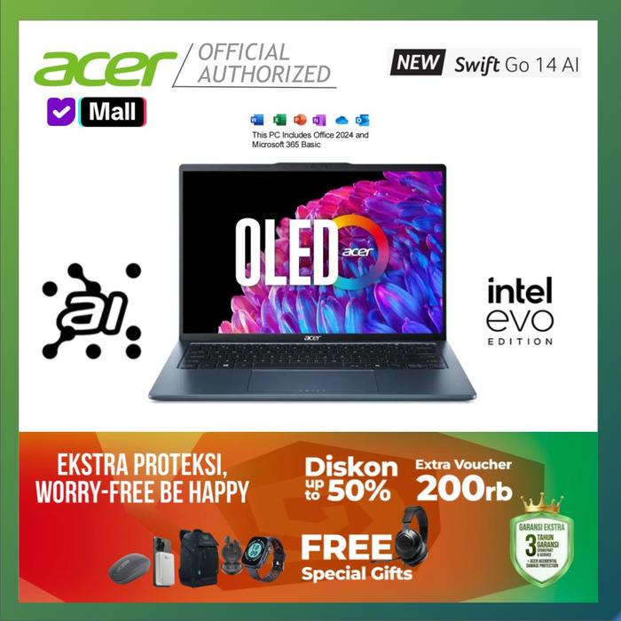 Promo [Gajian Sale] Acer Swift Go 14 AI OLED (Intel Evo) ULTRA 9 185H ...