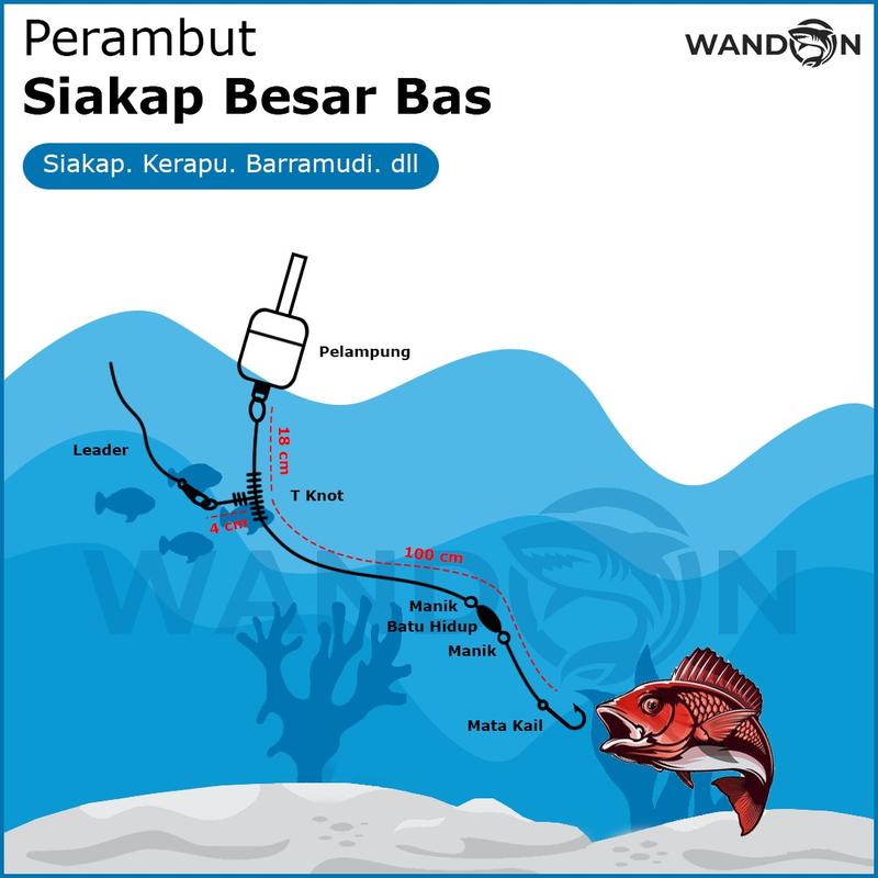 PT100 Perambut Pelampung Siakap Kerapu Merah Mj Besar Bas Tali - TikTok ...