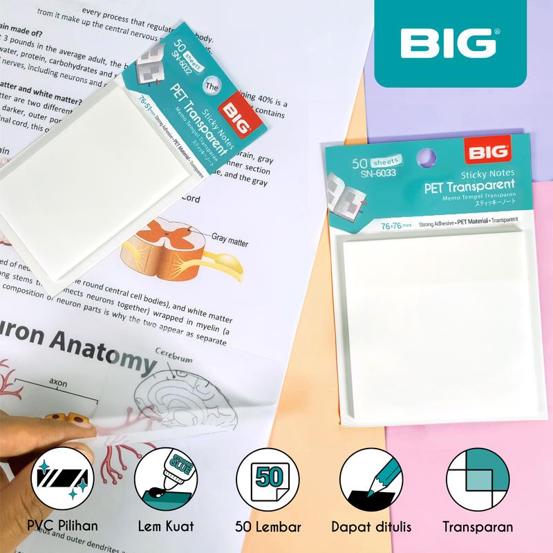 BIG Sticky Notes PET Material Warna Putih White Transparan/ Note PET ...