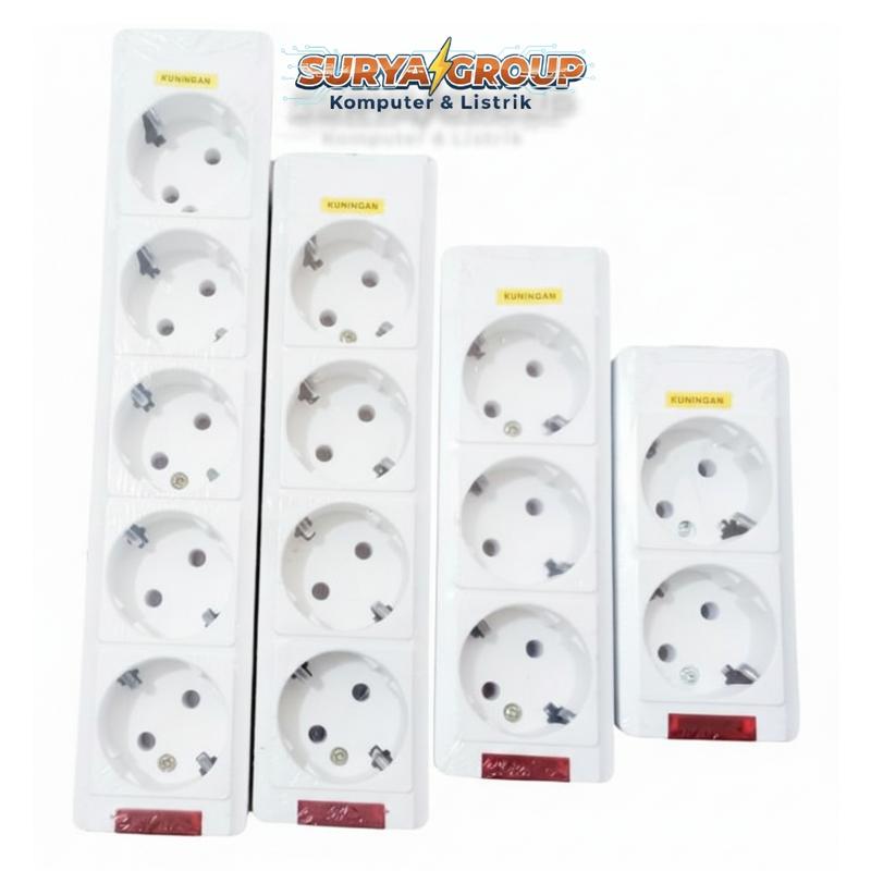 Stop Kontak Arde + Lampu Orenchi Gemini 2 3 4 5 Lubang ASLI KUNINGAN ...