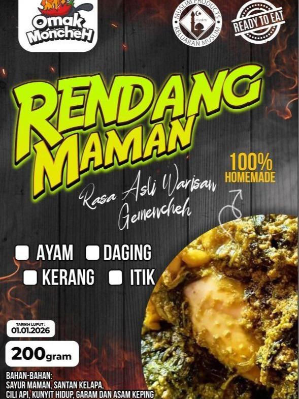 RENDANG MAMAN OMAK MONCHEH (daging, ayam, kerang ) Mudah dibawa ...