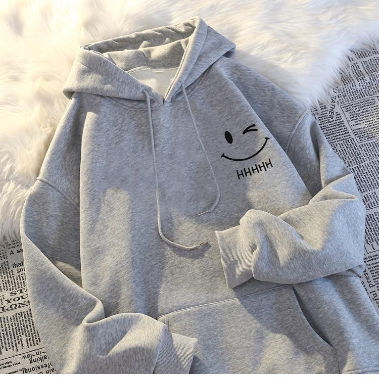 Korean hoodie jacket Unisex jumper Smiling face Simple desig - TikTok Shop Philippines