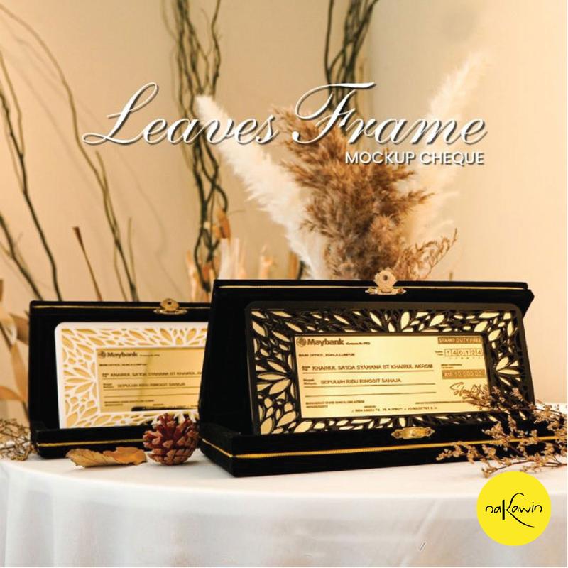 Leaves Frame Mockup Cheque + Box Baldu / Tapak | Replika Cek | Cheque ...