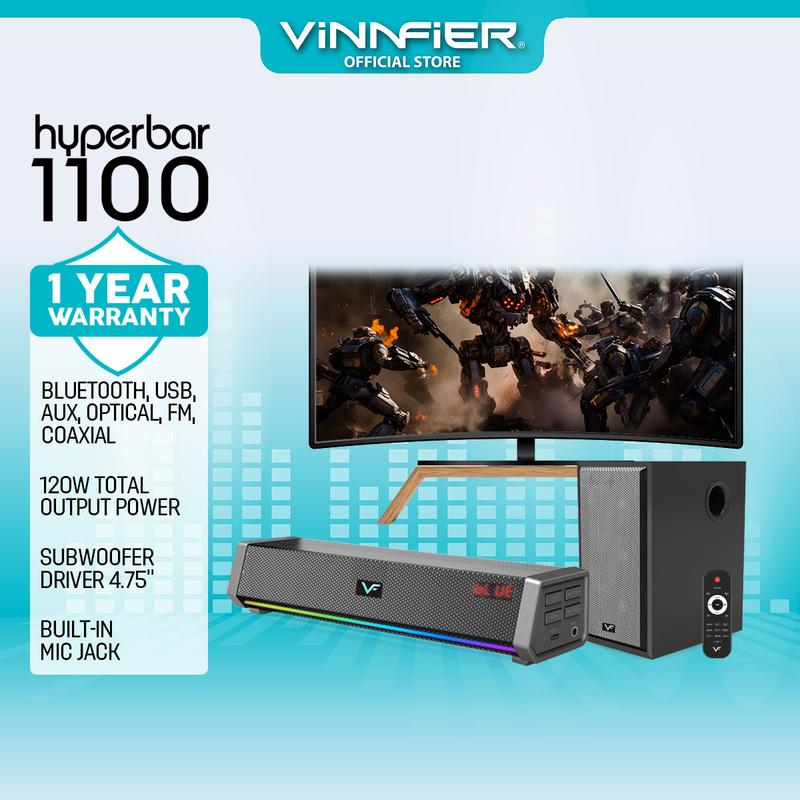 VINNFIER HYPERBAR 1100 Soundbar Subwoofer Bluetooth FM Radio - TikTok ...