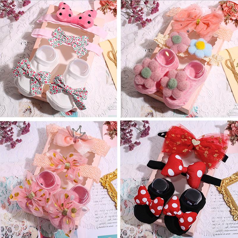 Set Ikat Kepala Stokin Bayi, 3 Keping / Set, Ikatan bentuk rama-rama ...