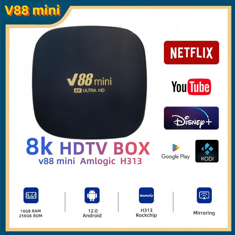 Kotak Pintar Mini, V88, 4K, Android 12, 2.4G WiFi, Definisi Ultra ...