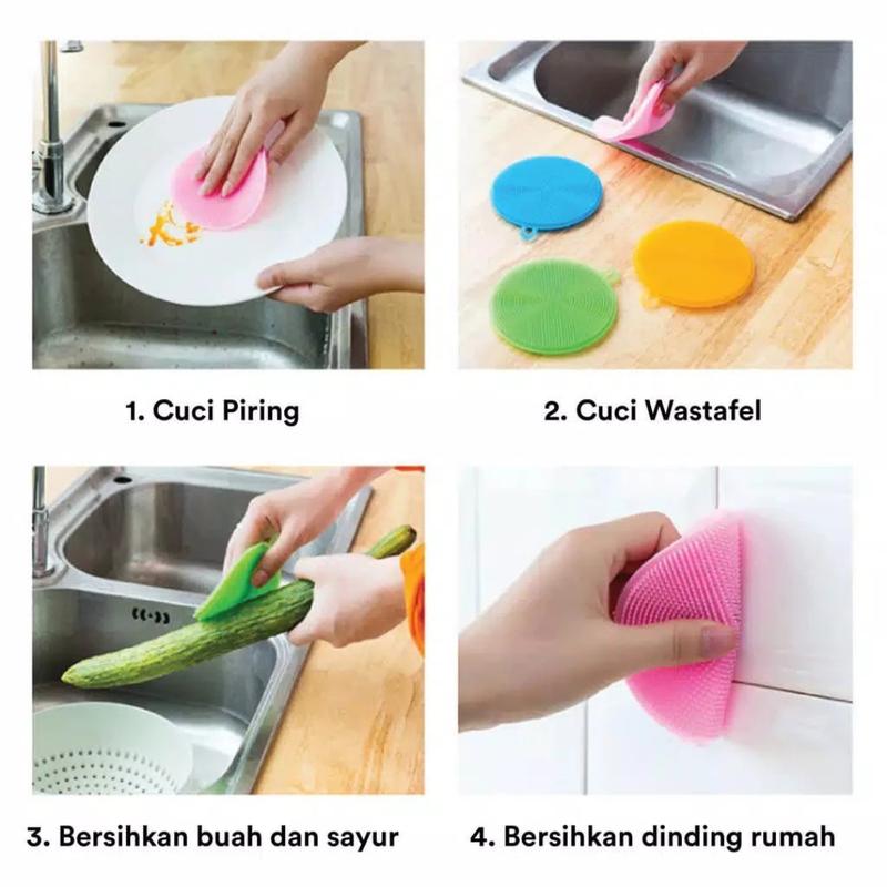 Spons Silikon Cuci Piring Bulat Sponge Karet Spon Anti Kuman Sponge ...