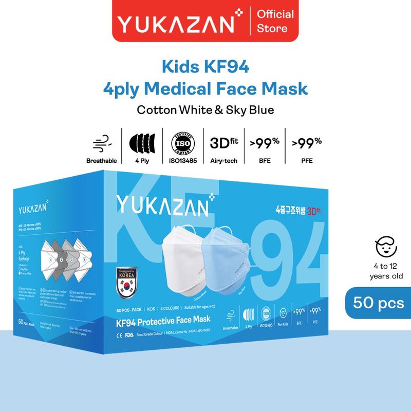 Yukazan Kids KF94 Sky Blue & Cotton White Protective Medical - TikTok ...