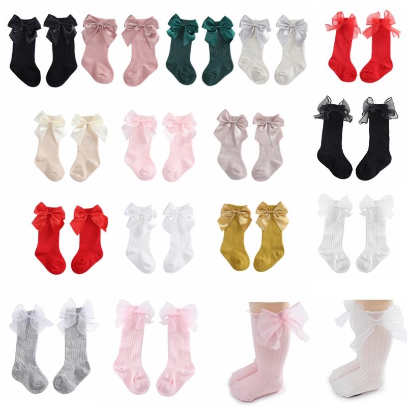 Kids Girls Bow Socks Baby Cute Princess Socks Girls Solid Color ...