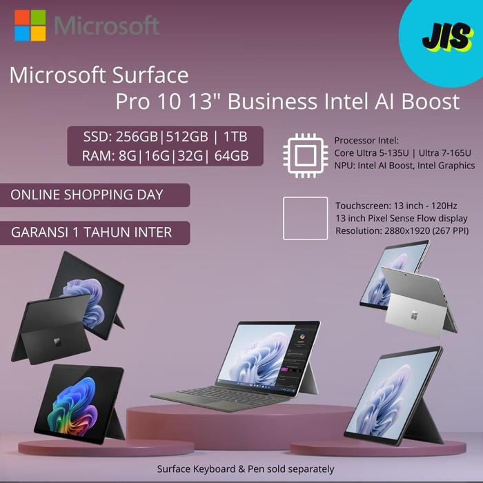 Jual NEW Microsoft Surface Pro 10 13" Business Intel Core Ultra 7-165U ...