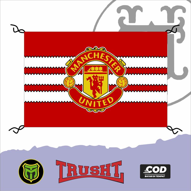 Bendera Suporter MANCHESTER UNITED 90x60cm kain tc flag football - Shop ...