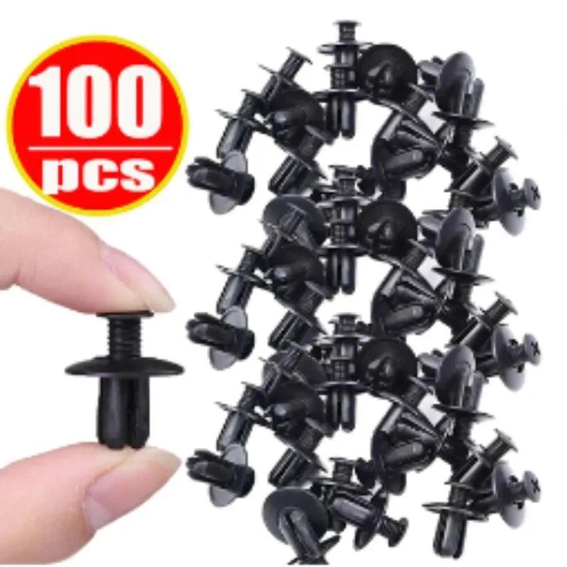 100pcs 8mm Plastic Rivets Fasteners Screw Car Bumper Fender Black Rivet ...