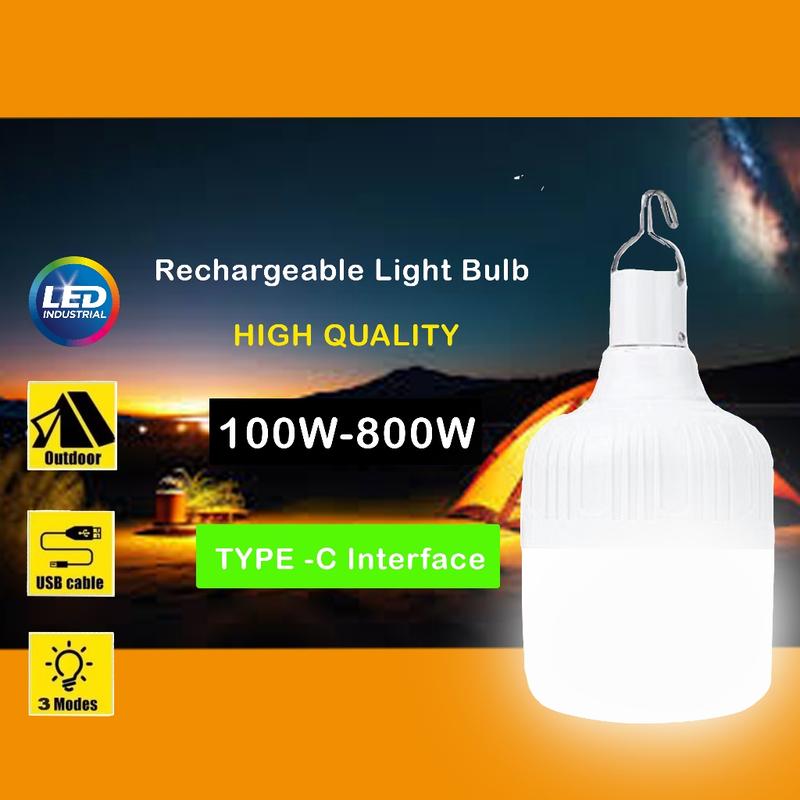 100W/400W/600W/800W TYPE-C Rechargable LED Light Bulb Portable - TikTok ...