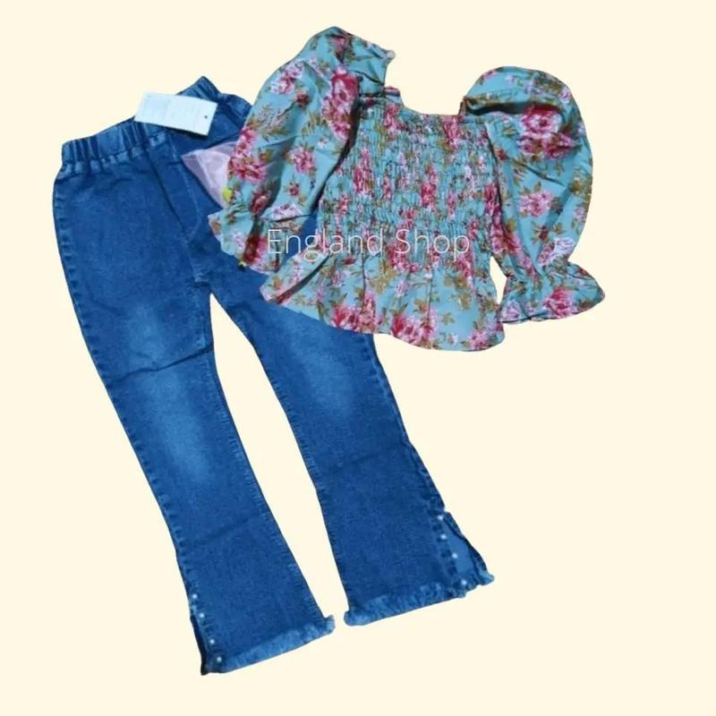 Baju Motif Bunga Setelan Celana import anak perempuan Usia 5-11 - Shop ...
