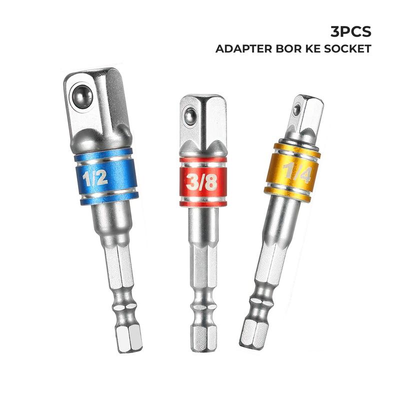 ALLEFIX Adapter Bor Set 3 Pcs Square To Hex Shank Socket 1/2 - Shop ...