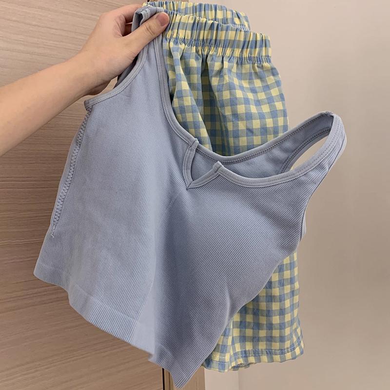 Floral Elastic Waist Pajama Vest With Padded Chest Pajama Pants ...
