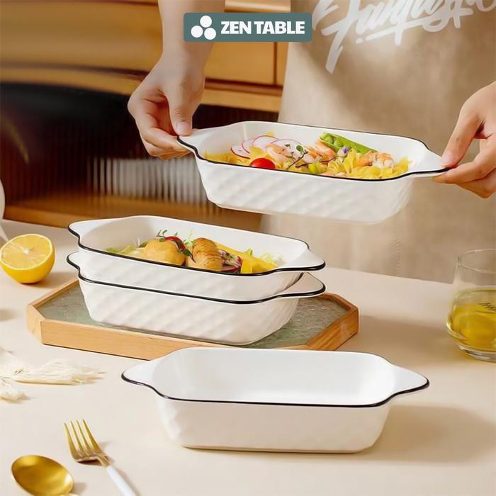 Promo ZENTABLE - Mangkuk & Piring Hidangan Keramik Saji Putih Elegant ...