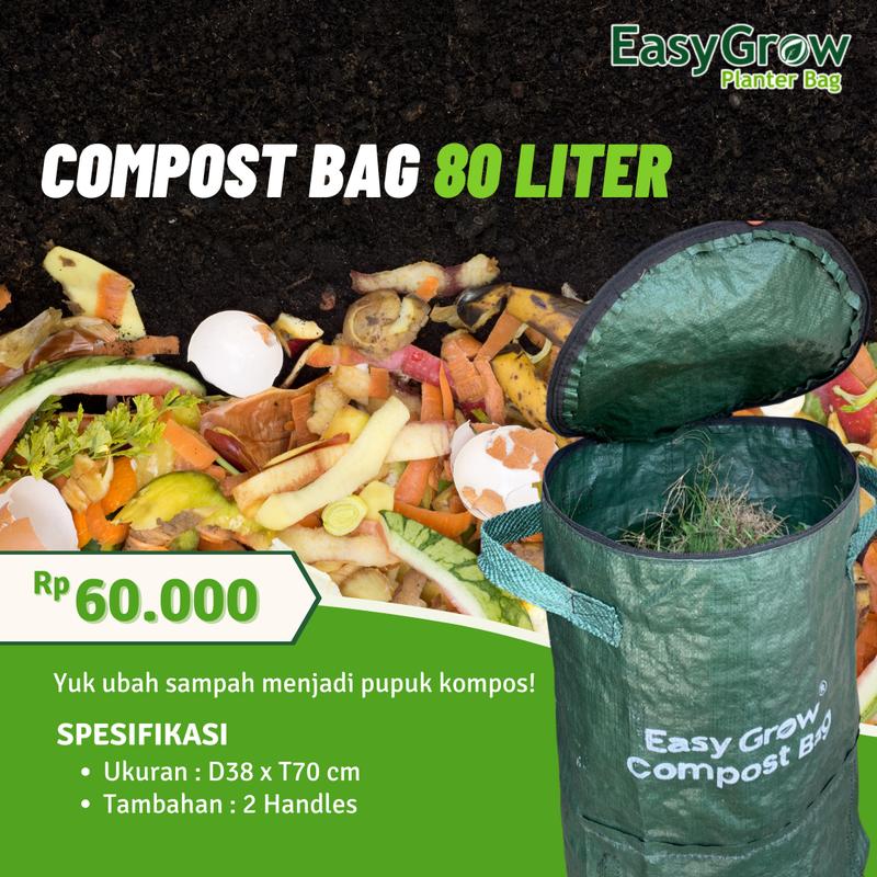 Compost Bag 80 Liter Tas Daur Ulang Wadah Sampah Organik Kompos - Shop ...