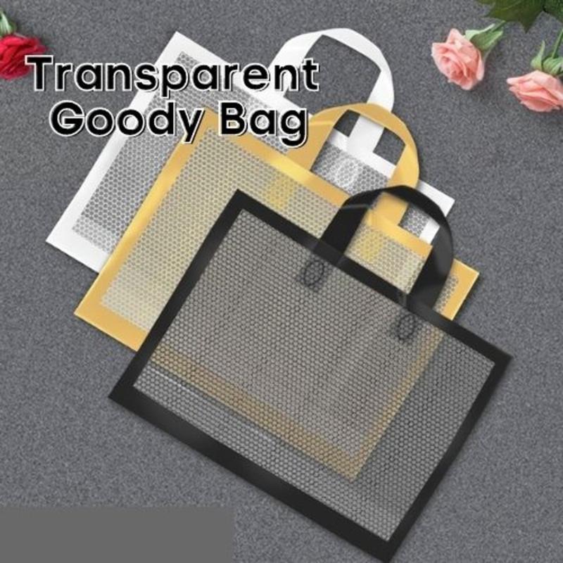 [TT]PVC Transparent Eco Goody Bag Gold/Black/White Colour Frame ...