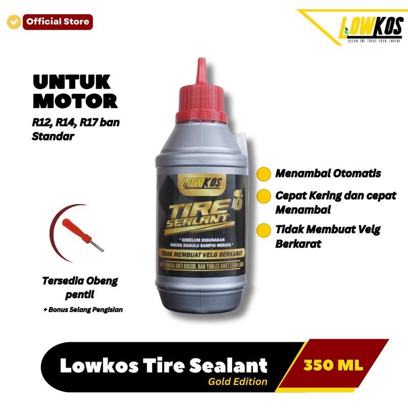 Cairan Ban tubless Tire Sealant Lowkos 350 ML Gold Edition Cairan ...