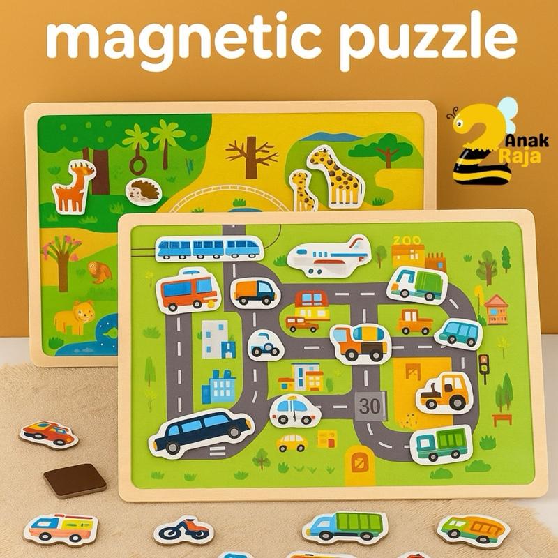 2AR Wooden magnetic puzzle mainan edukasi anak Kayu - Shop | Tokopedia