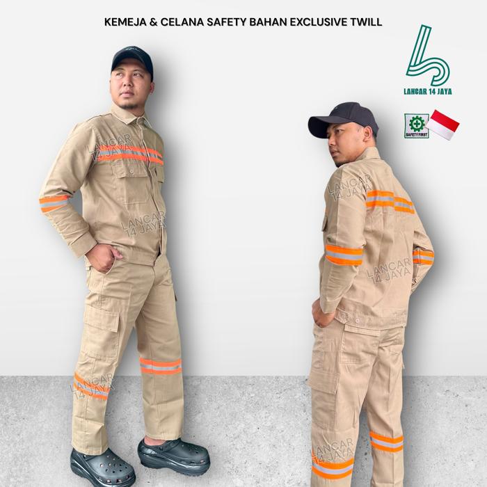 Jual Setelan Wearpack Safety Baju Safety Baju Kerja Katelpan Lis Oren ...