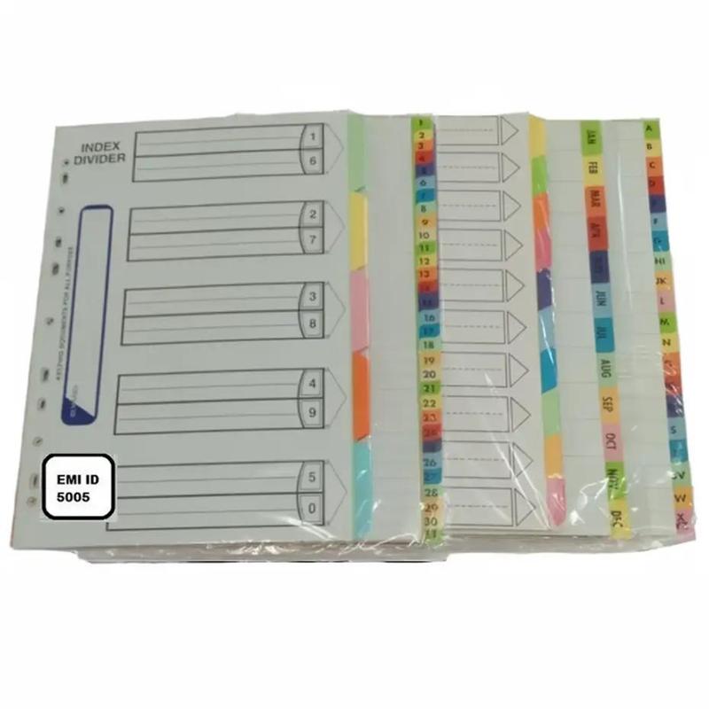 Emi A4 Colourful High Quality PP / Paper Index Divider 5005-P/PP1110 ...
