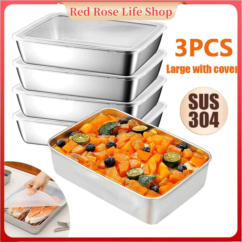 3pcs/set Kitchen Food Keep fresh storage boxes Rectangle Foo - TikTok ...
