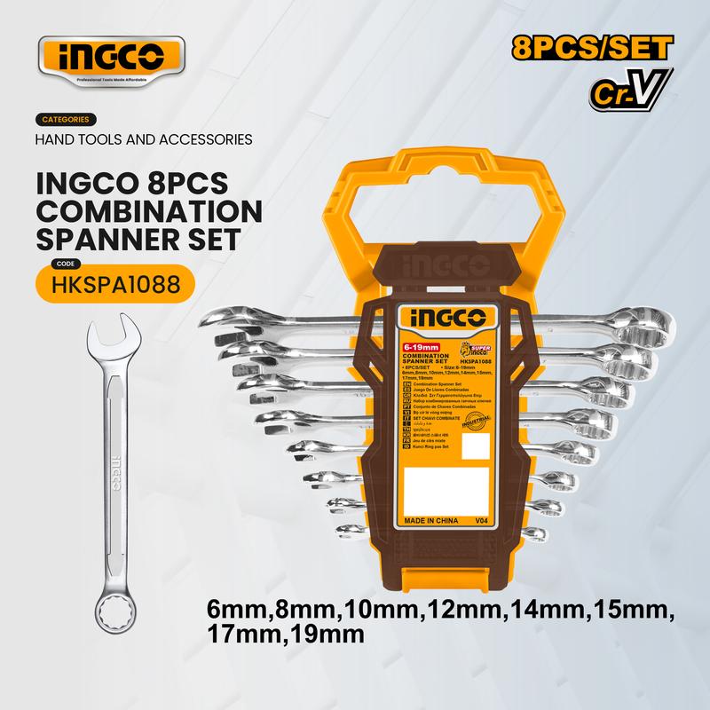 Ingco 8Pcs Combination Spanner Set (Size: 6mm-9mm) HKSPA1088 - TikTok Shop Philippines