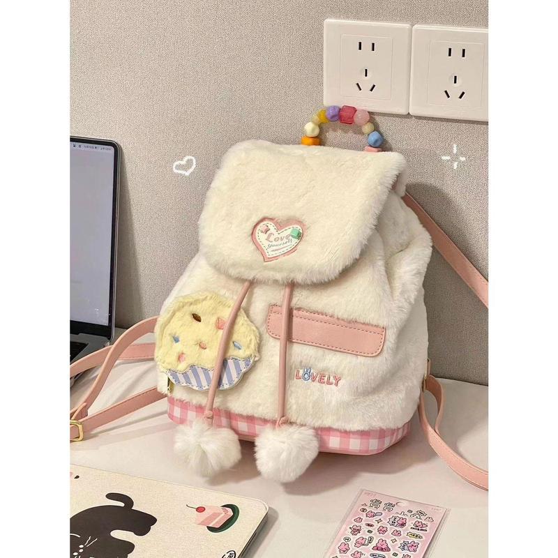 Furry Backpack Fashion Simple Ins Sweet Girl Fashion All-Match Popular ...