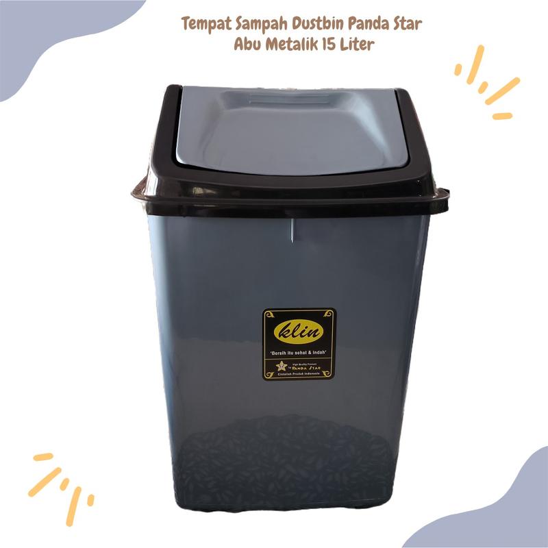 Tempat Sampah Dustbin Panda Star Abu Metalik 15 Liter - Shop | Tokopedia