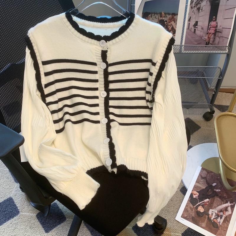 Atasan rajut stripe oneck variasi kancing 29071 lengan panjang - Shop ...