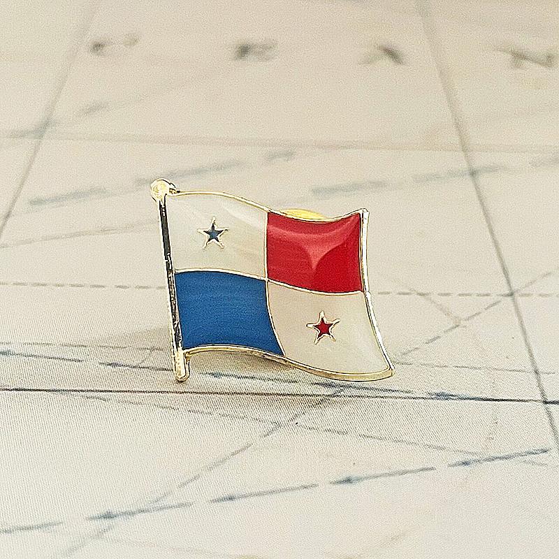 Panama National Flag Lapel Pins Crystal Epoxy Metal Enamel Badge ...