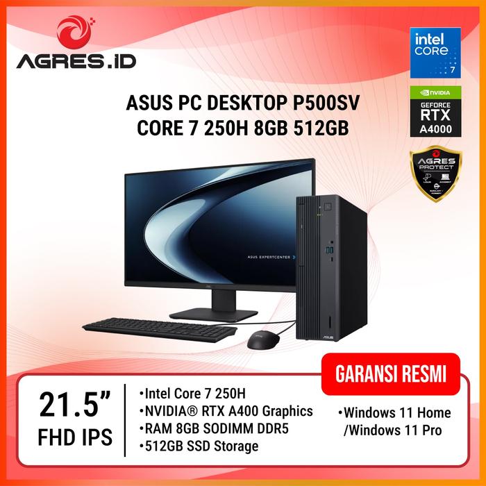 Promo ASUS PC DESKTOP P500SV CORE 7 250H 8GB 512GB W11+OHS +LED 21.5 ...