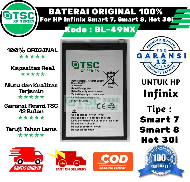 TSC BATERAI ORIGINAL BL-49NX, BATTERY BATRE untuk Infinix Smart 7 ...
